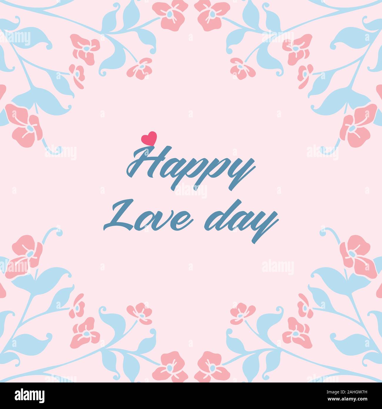 Elegant Happy love day greeting card design, with seamless wreath frame ...