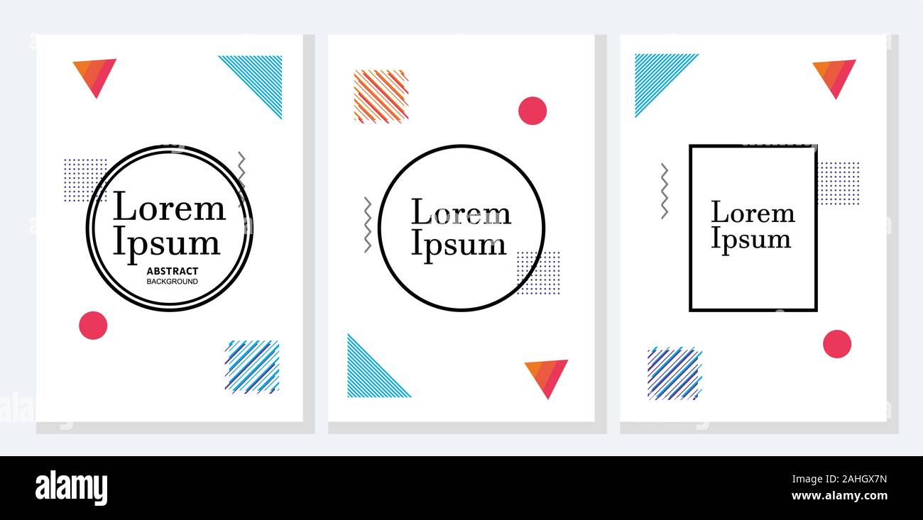 Placard templates set with abstract memphis geometric design, colorful ...