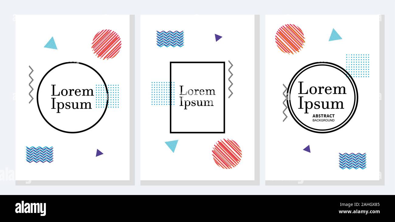 Placard templates set with abstract memphis geometric design, colorful ...