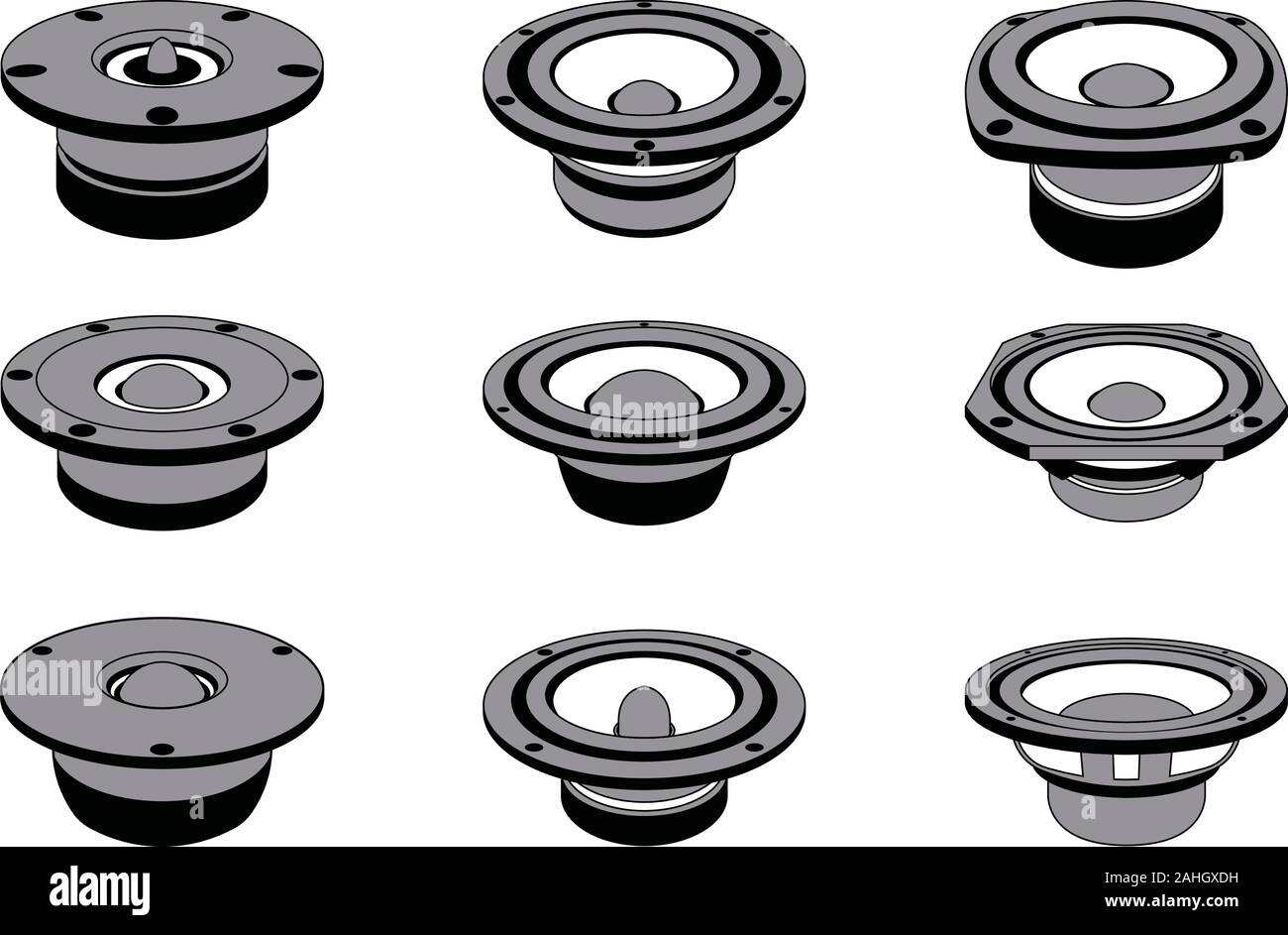 Speaker driver icons. Midrange tweeter woofer. Vector illustration ...