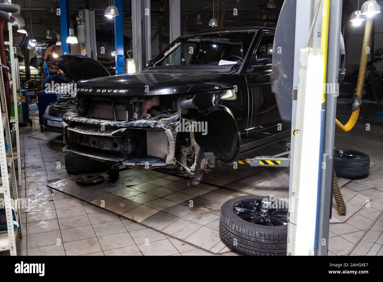 Novosibirsk, Russia - 08.01.2018: Used black car Land Rover Range Rover ...