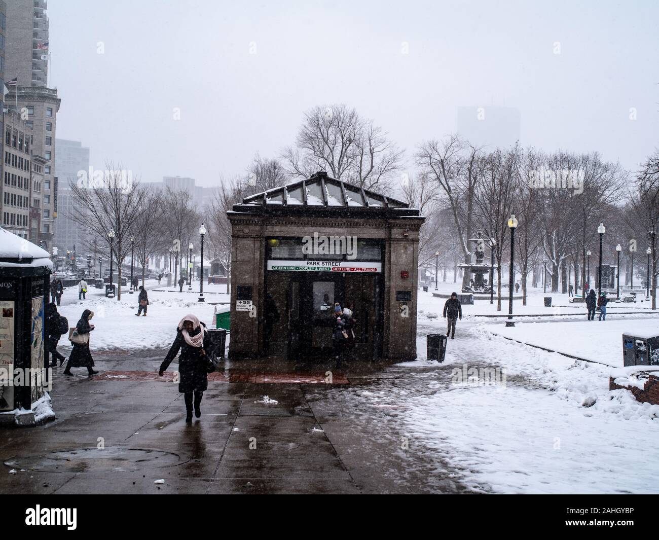 Boston Massachusetts, December 3rd, 2019: The Park Street Subway Stop ...