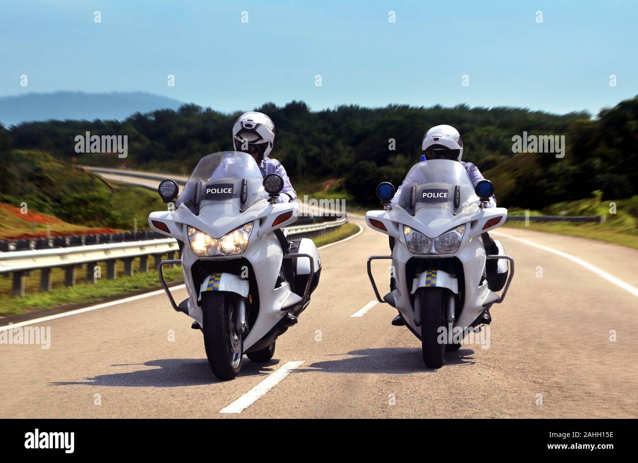 Highway Patrol Policeman on Motorbike Stock Photo - Alamy