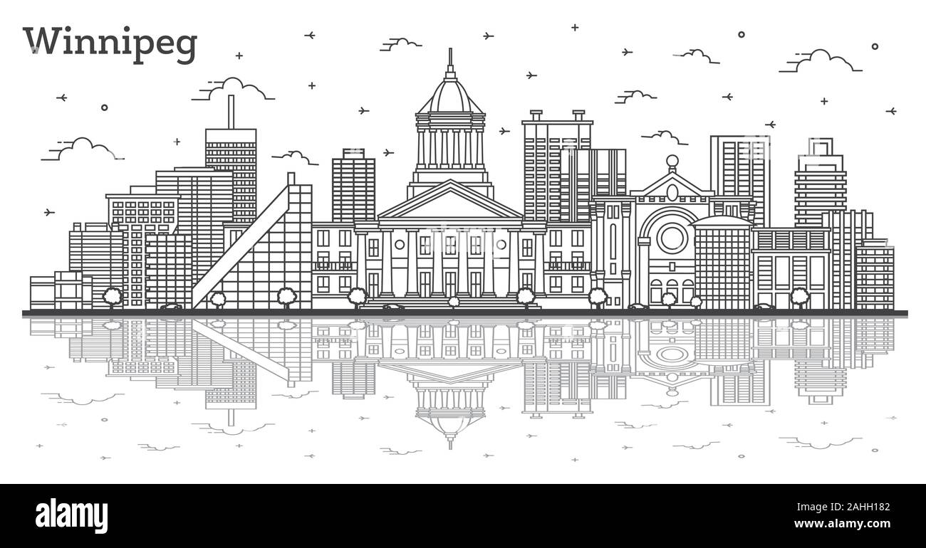 Outline Winnipeg Canada City Skyline with Modern Buildings and ...