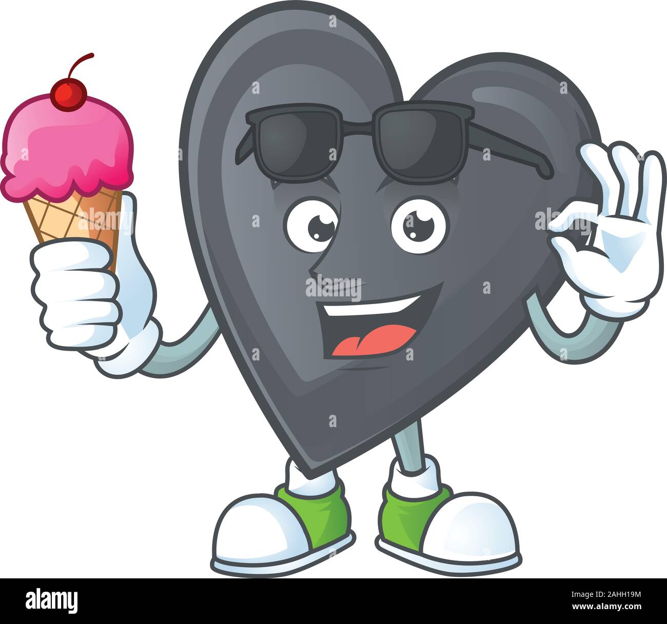 Cute black love cartoon character with ice cream Stock Vector Image ...