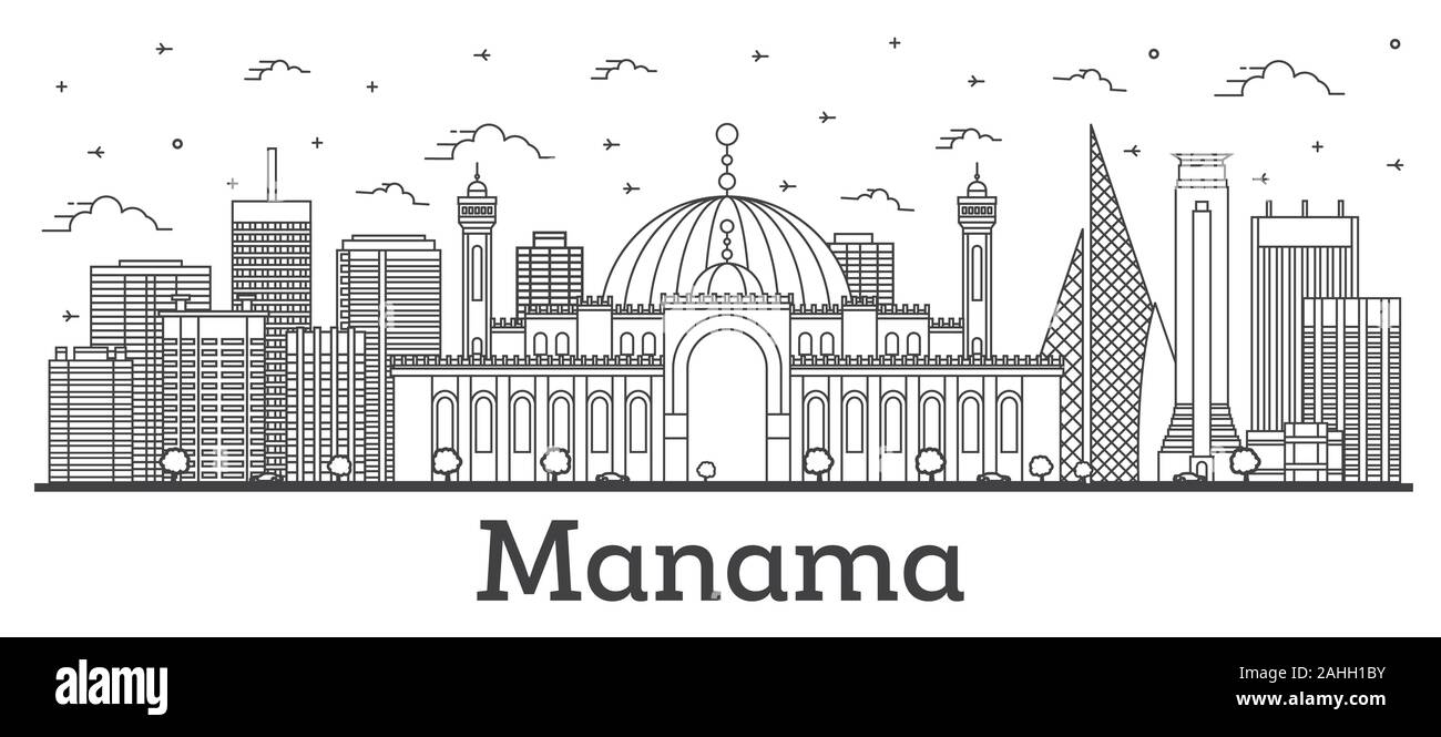 Outline Manama Bahrain City Skyline with Modern Buildings Isolated on ...