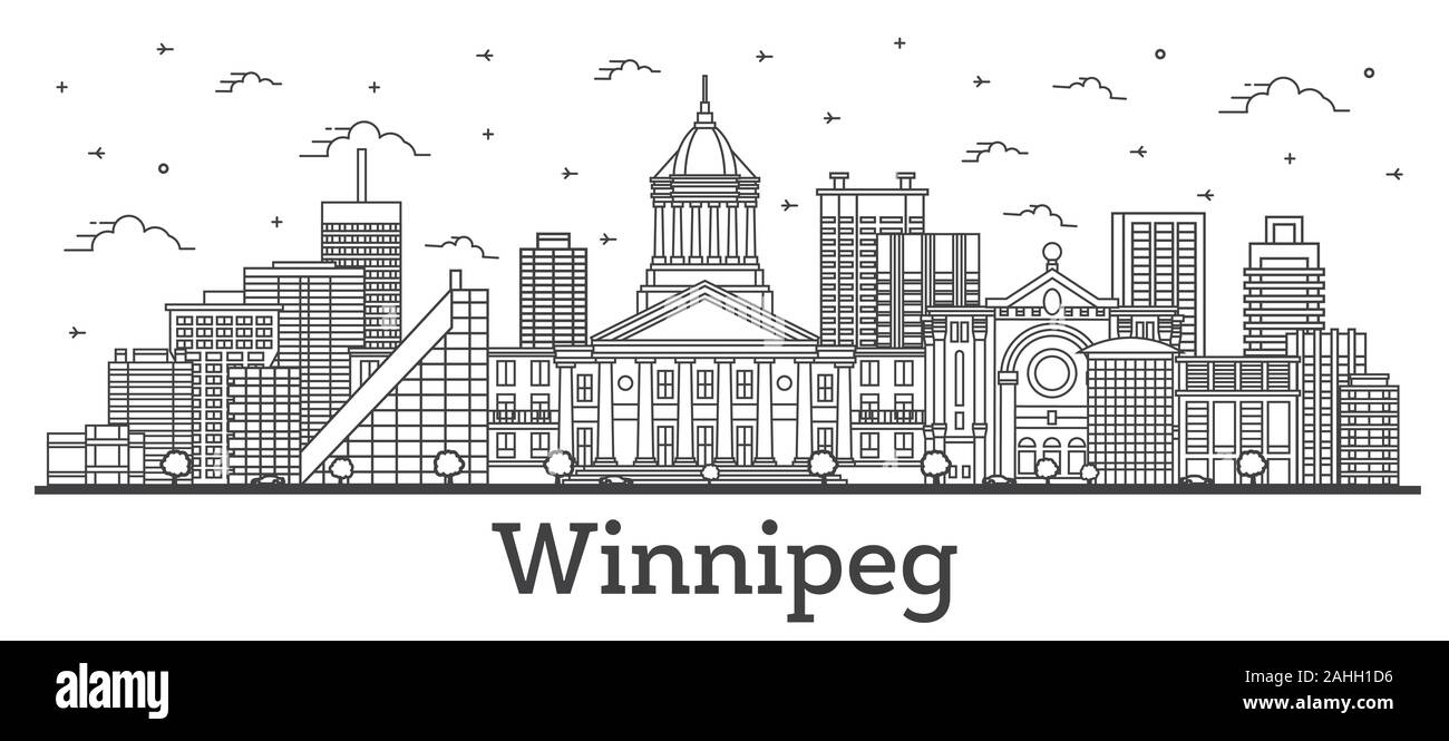 Outline Winnipeg Canada City Skyline with Modern Buildings Isolated on ...