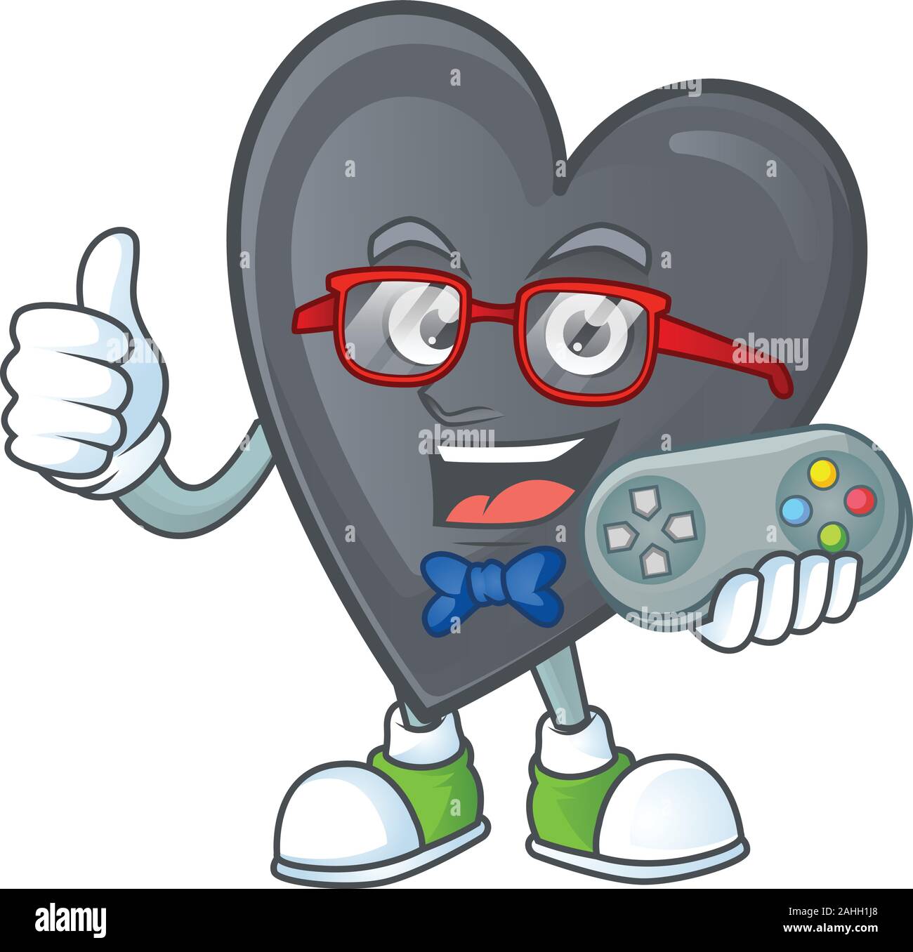 cool geek gamer black love cartoon character design Stock Vector Image ...