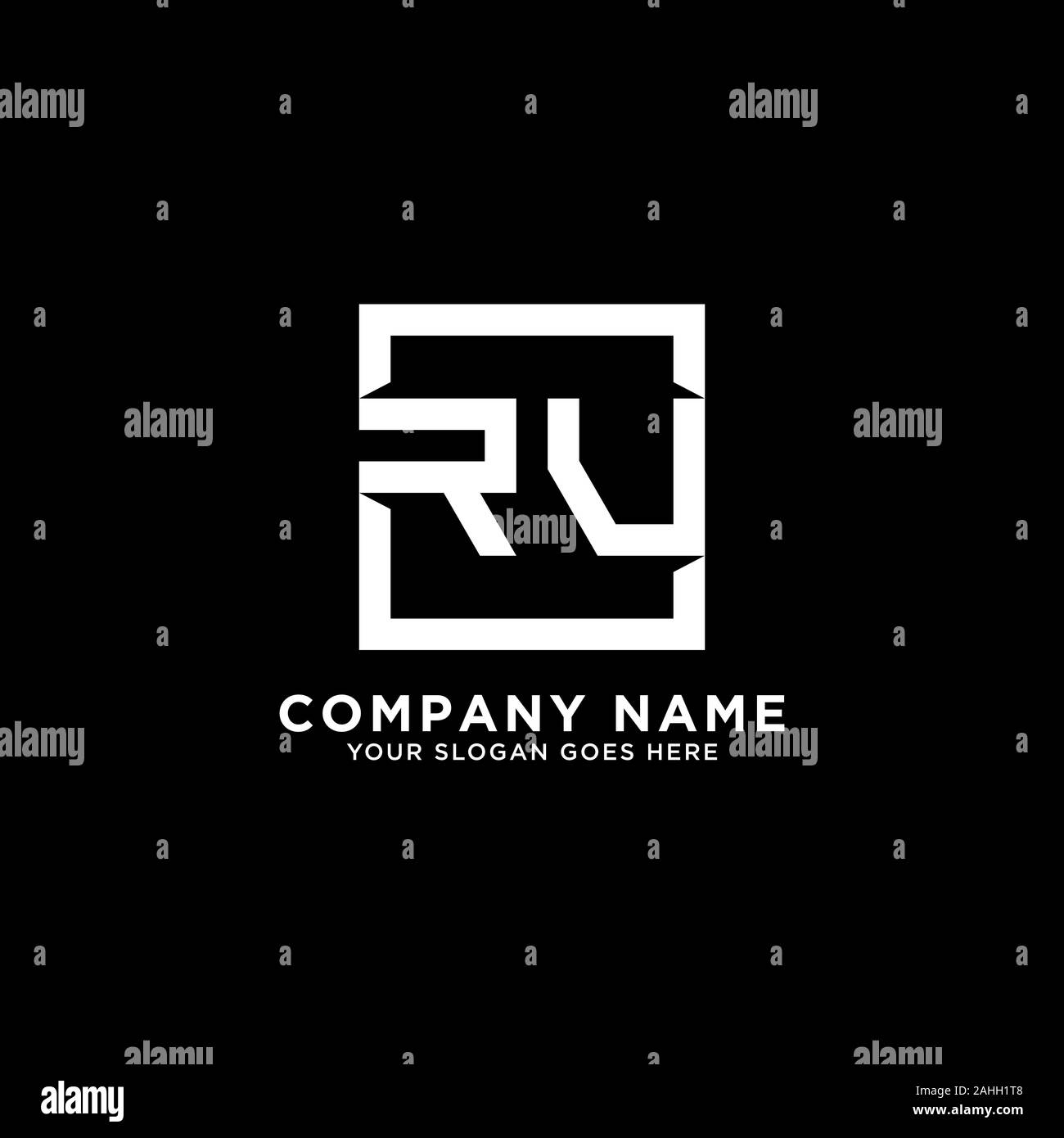 R AND V initial logo inspirations, square logo template, clean and ...