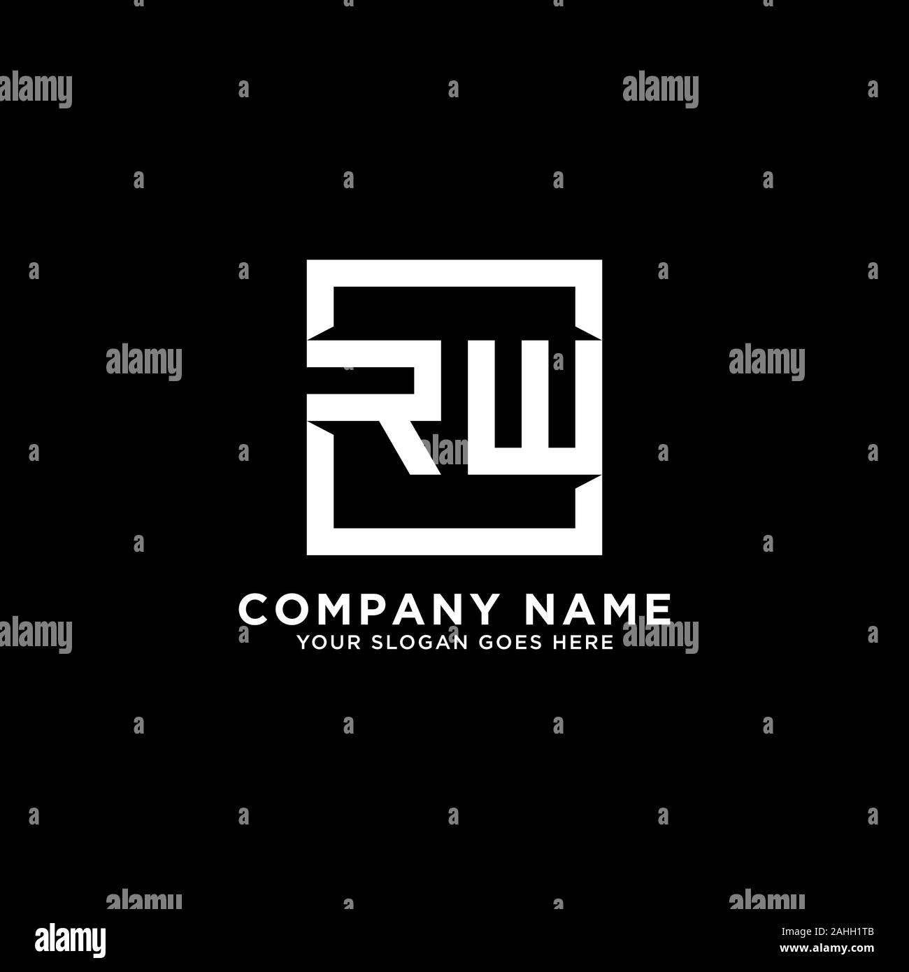 R AND W initial logo inspirations, square logo template, clean and ...