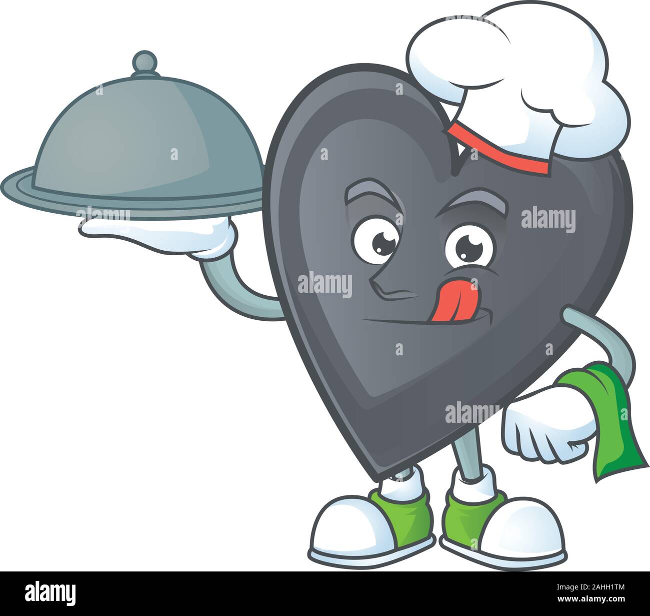 Cute black love as a Chef with hat and tray cartoon style design Stock ...