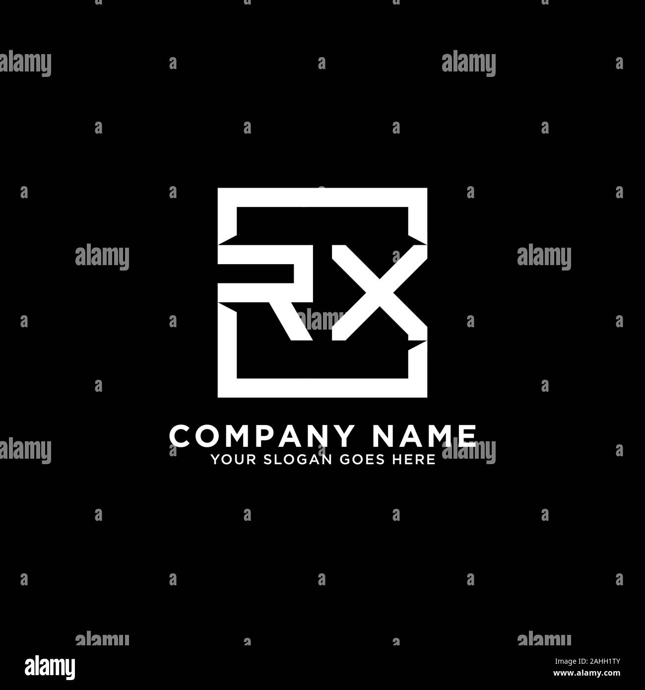 R AND X initial logo inspirations, square logo template, clean and ...