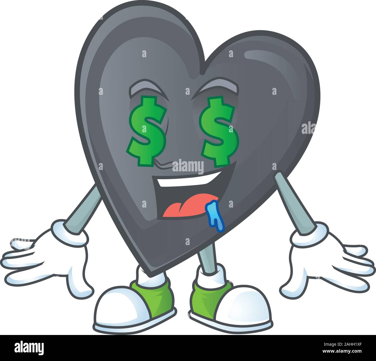 Cute black love with Money eye cartoon character design Stock Vector ...