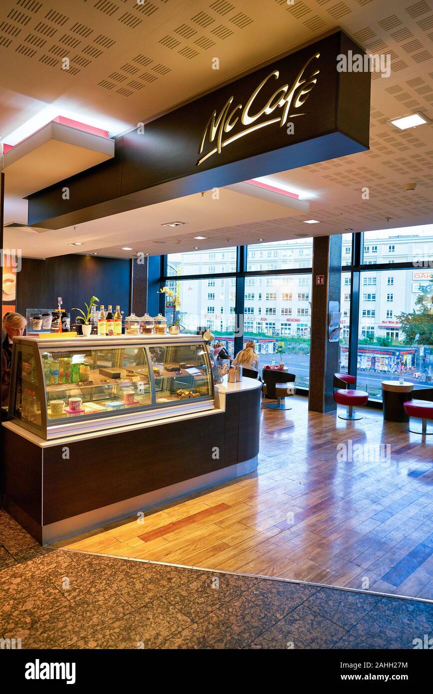 BERLIN, GERMANY - CIRCA SEPTEMBER, 2019: McCafe at a McDonald's store ...