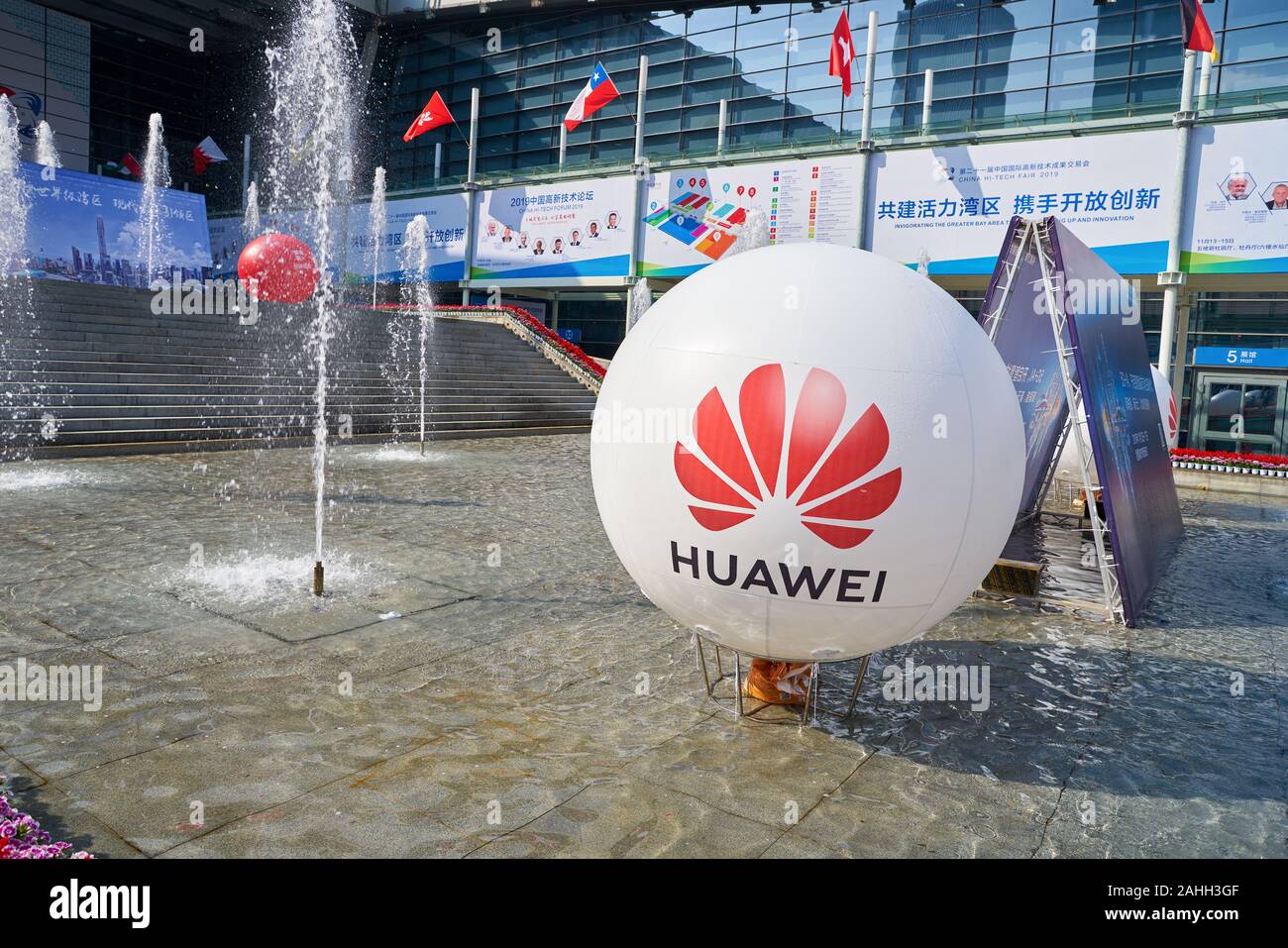 SHENZHEN, CHINA - CIRCA NOVEMBER, 2019: Huawei sign seen at Shenzhen ...