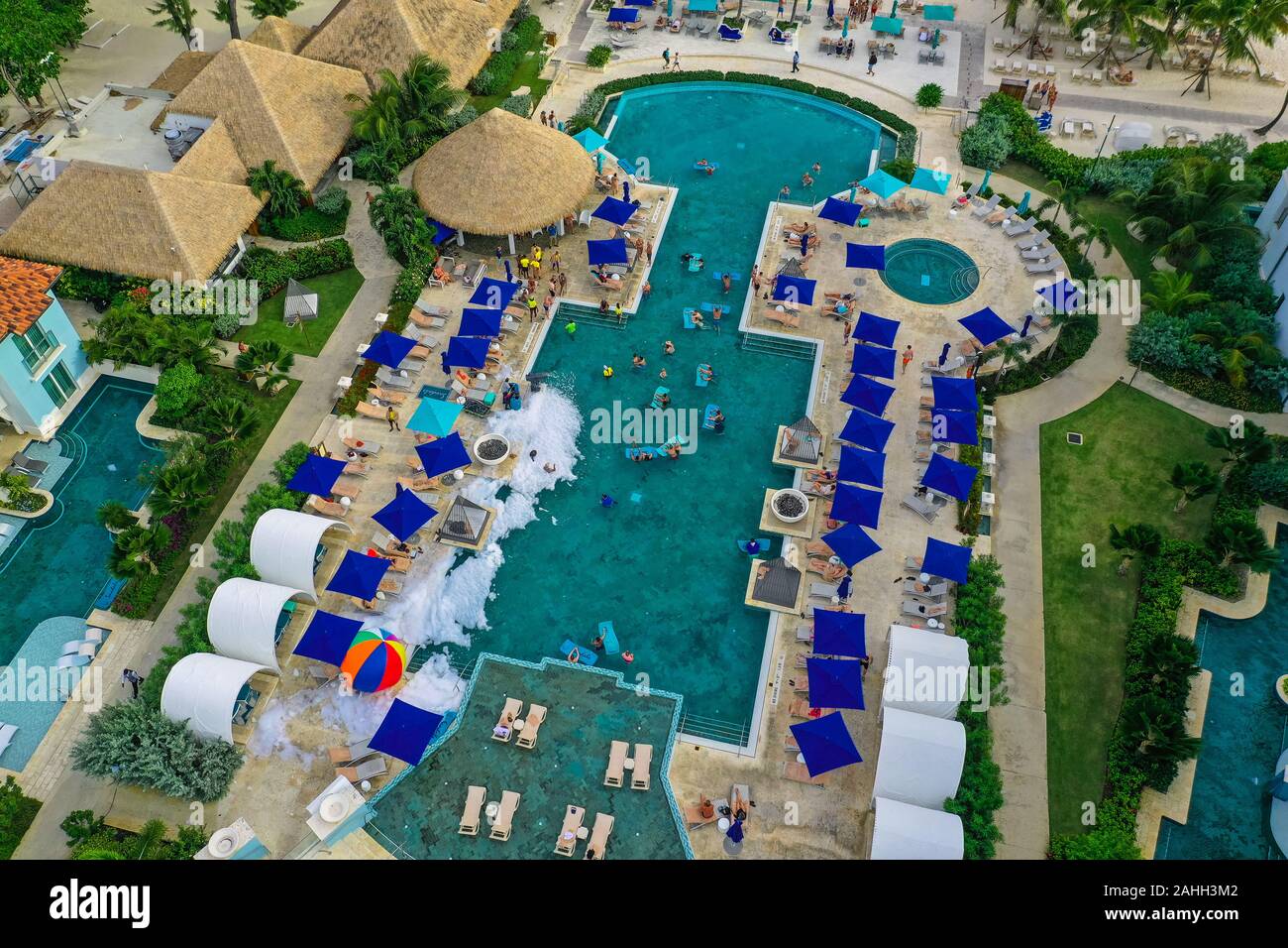 Aerial drone view of a luxury resort in Barbados Stock Photo - Alamy