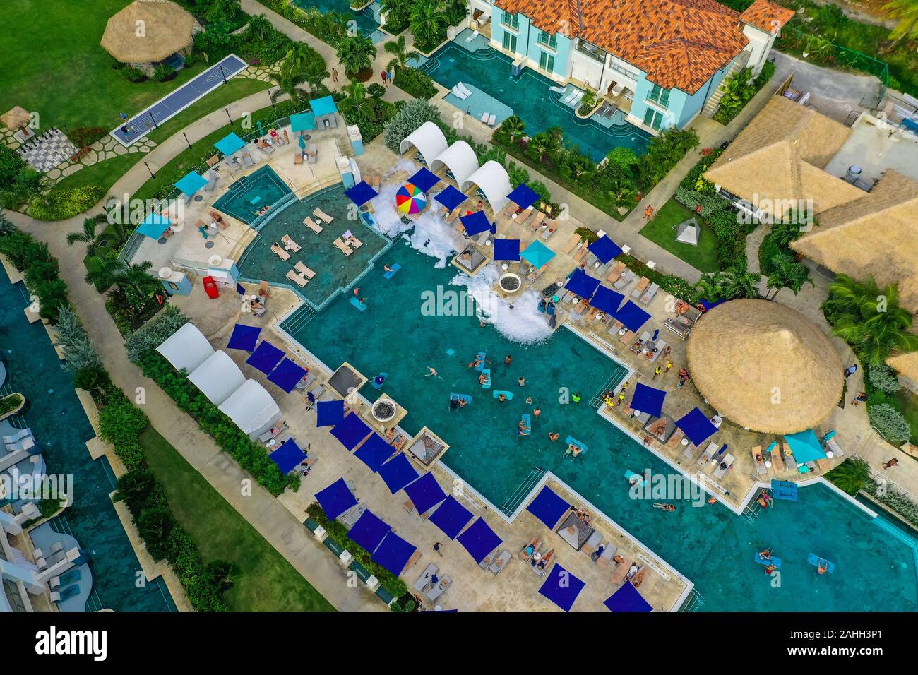 Aerial drone view of a luxury resort in Barbados Stock Photo - Alamy