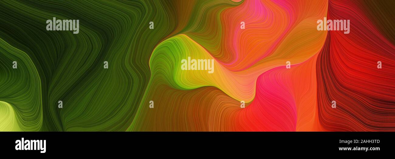 horizontal colorful abstract wave background with coffee, very dark green and saddle brown ...