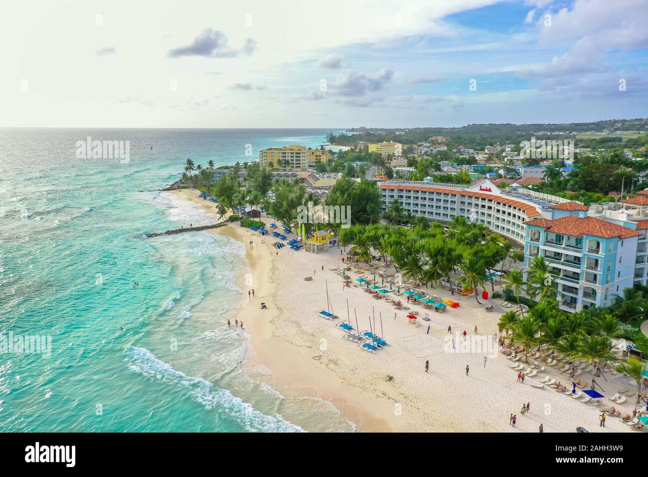 Aerial drone view of a luxury resort in Barbados Stock Photo - Alamy