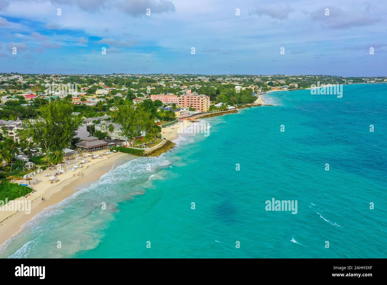 Aerial drone view of a luxury resort in Barbados Stock Photo - Alamy