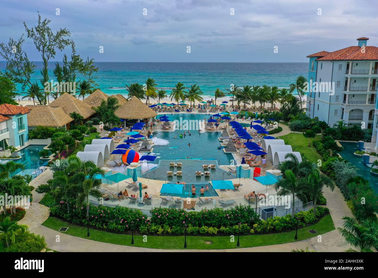 Aerial drone view of a luxury resort in Barbados Stock Photo - Alamy