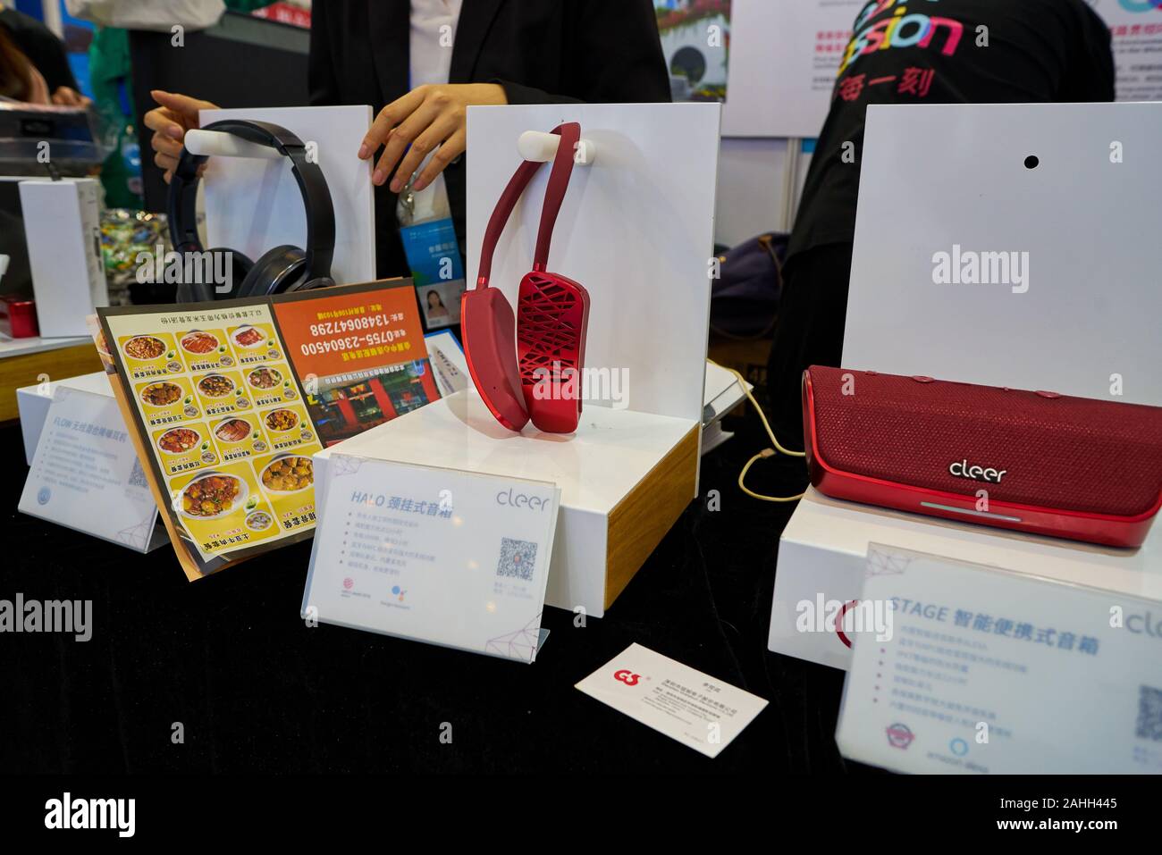 SHENZHEN, CHINA - CIRCA NOVEMBER, 2019: gadgets on display at China Hi ...
