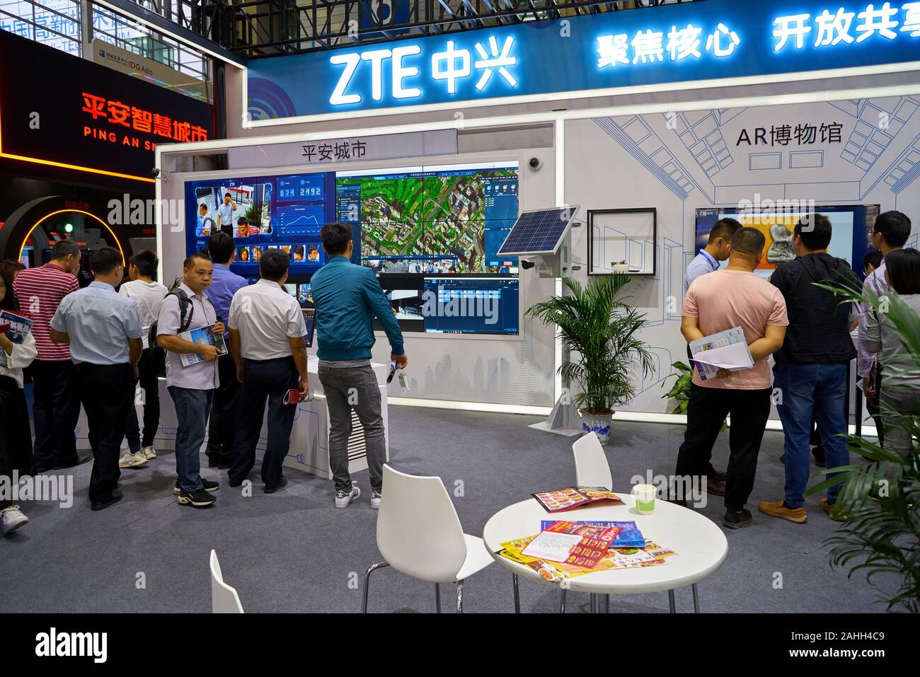 SHENZHEN, CHINA - CIRCA NOVEMBER, 2019: ZTE space at China Hi-Tech Fair ...