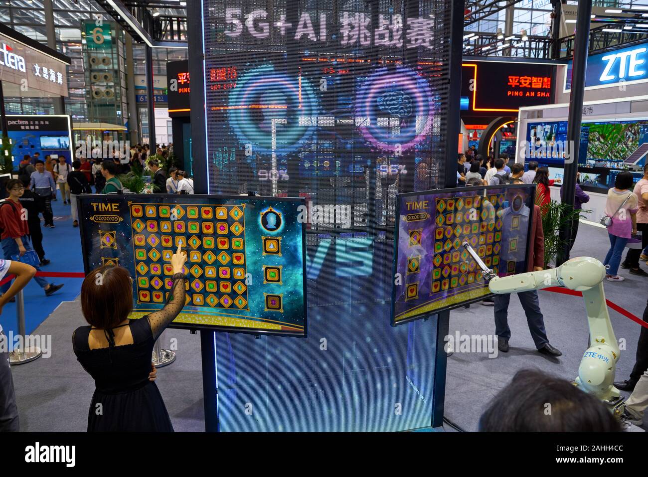 SHENZHEN, CHINA - CIRCA NOVEMBER, 2019: ZTE space at China Hi-Tech Fair ...