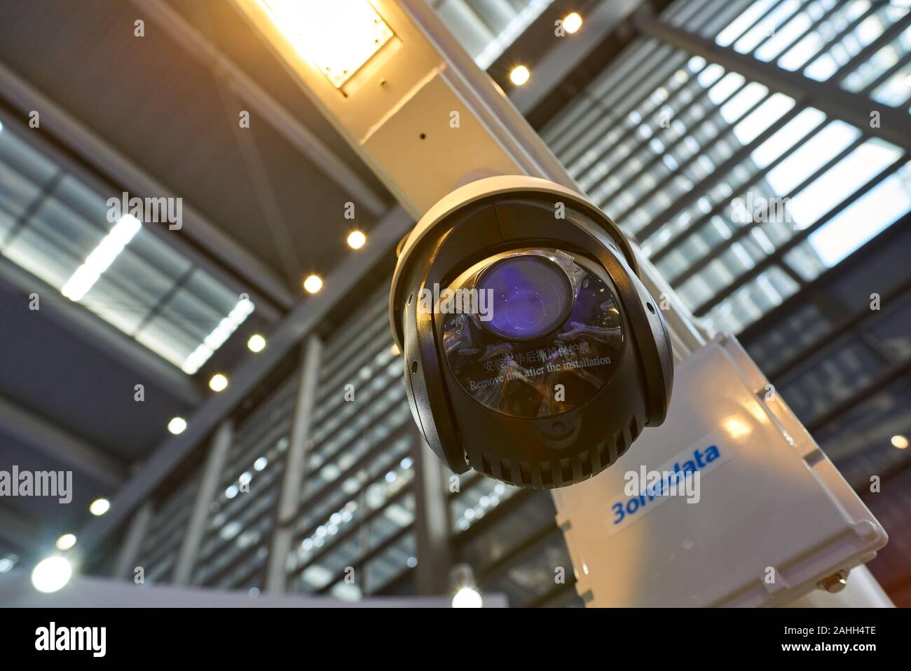 SHENZHEN, CHINA - CIRCA NOVEMBER, 2019: close up shot of CCTV camera at ...