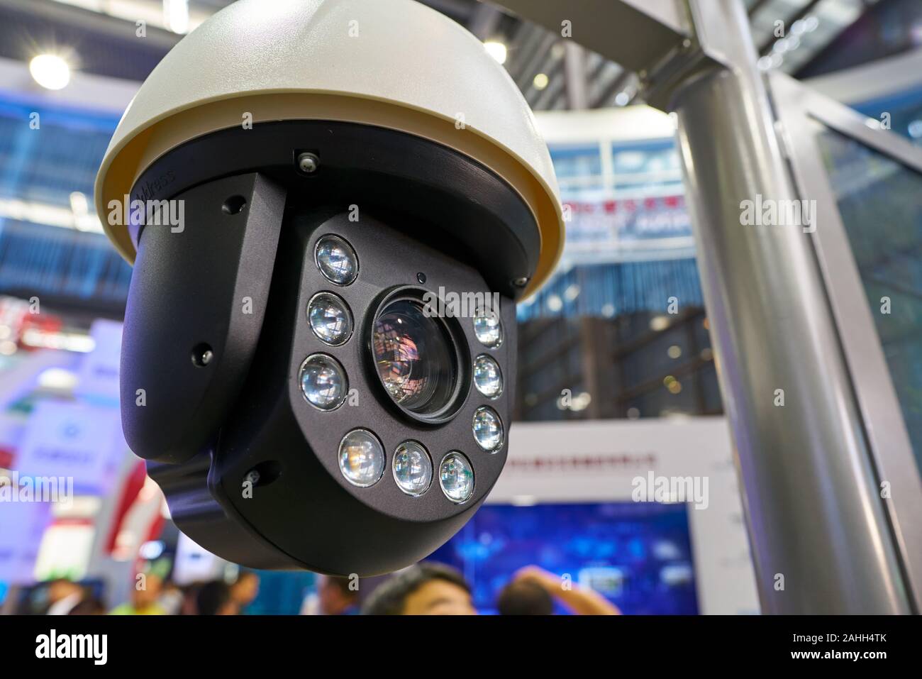 SHENZHEN, CHINA - CIRCA NOVEMBER, 2019: close up shot of CCTV camera at ...