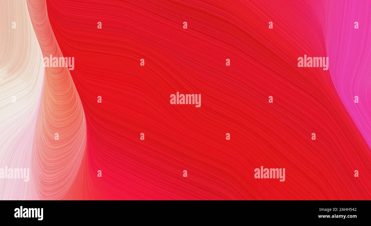 modern waves and curves art with crimson, baby pink and neon fuchsia ...