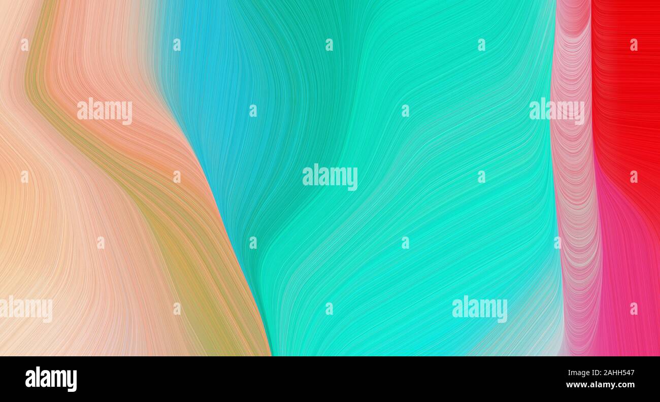 colorful abstract wave background with turquoise, burly wood and dark ...