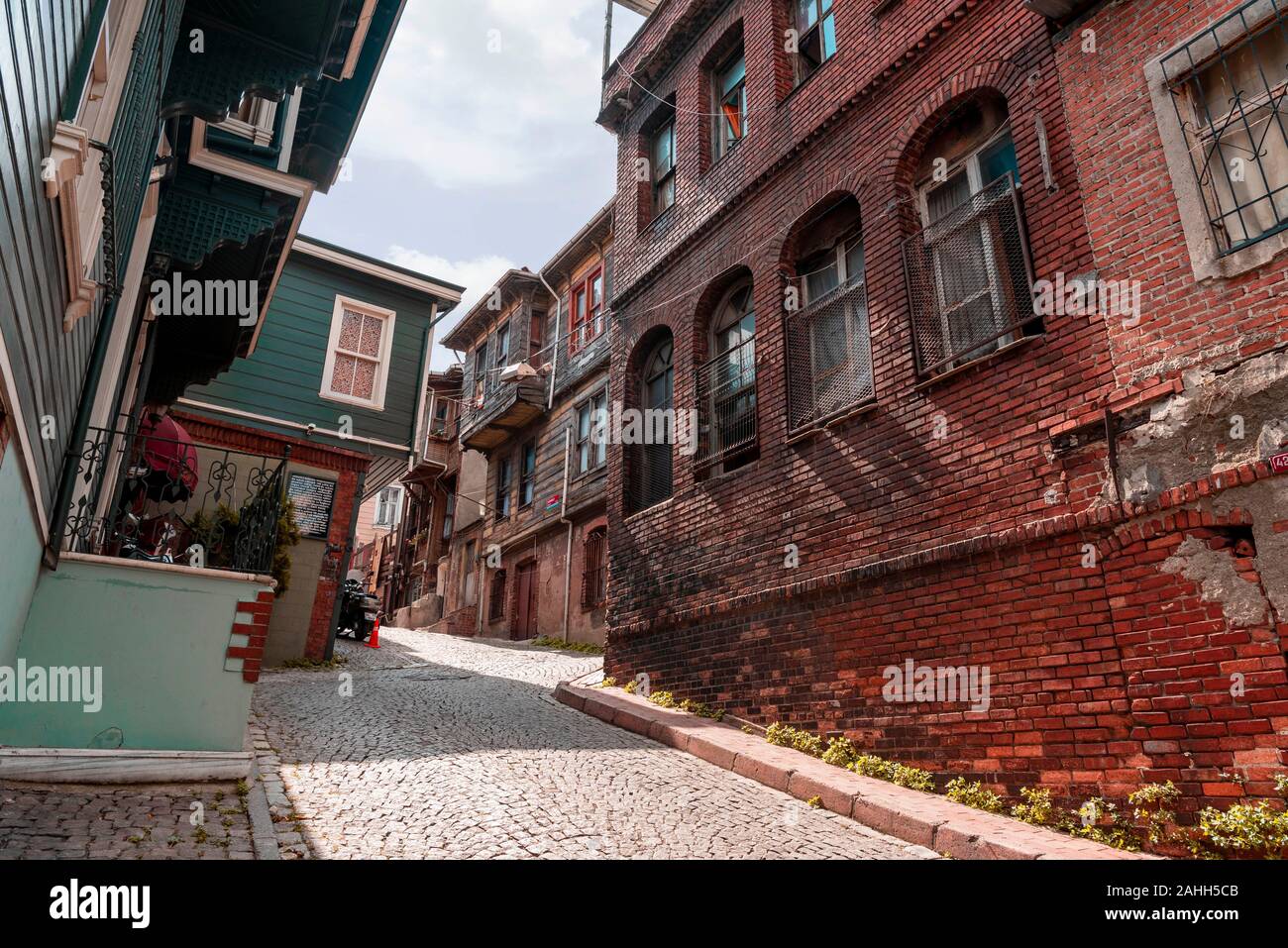Old Houses of Old city Istanbul. Ramp Street Stock Photo - Alamy