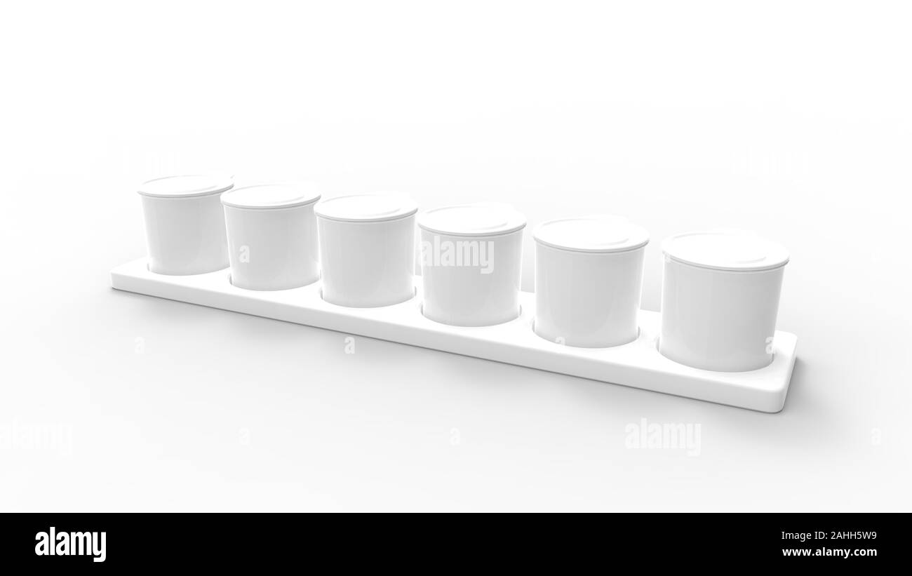 3d rendering of white paint color bottles packaging isolated in white ...