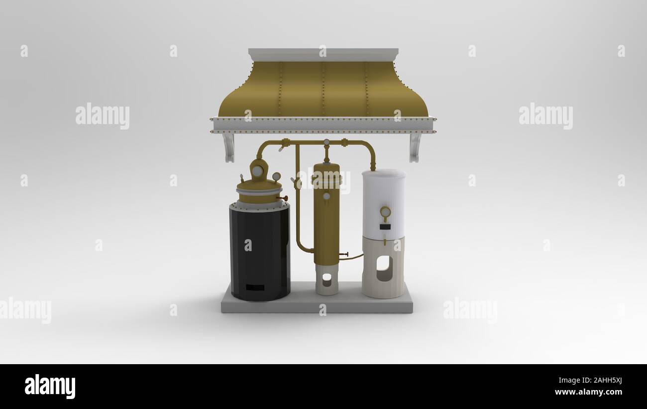 3d rendering of a moonshine still isolated in white background Stock ...
