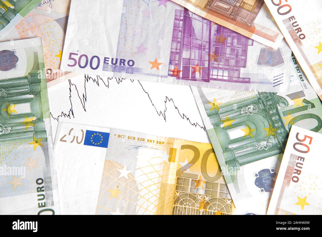 Euro banknotes and a diagram Stock Photo - Alamy