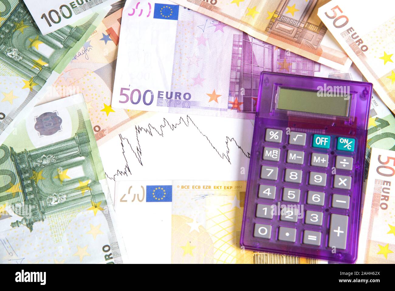 Euro banknotes and a diagram Stock Photo - Alamy