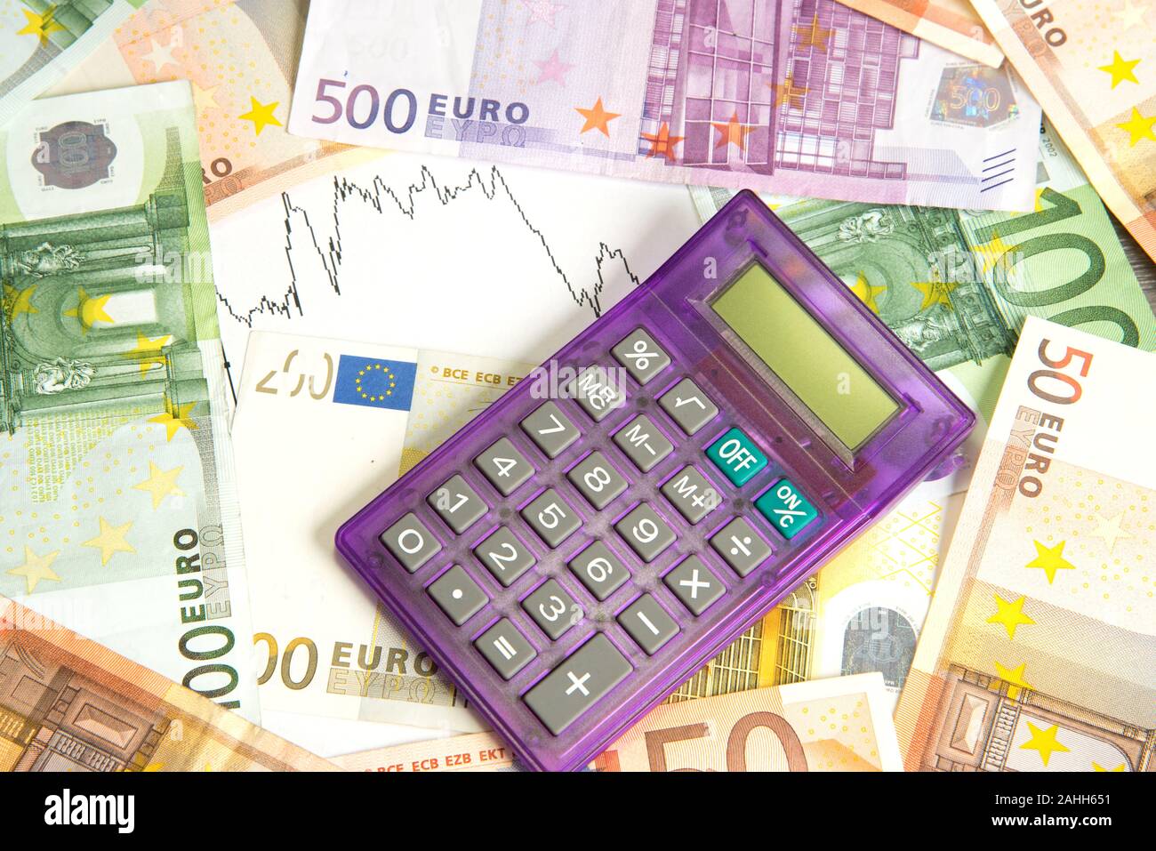 Euro banknotes and a diagram Stock Photo - Alamy