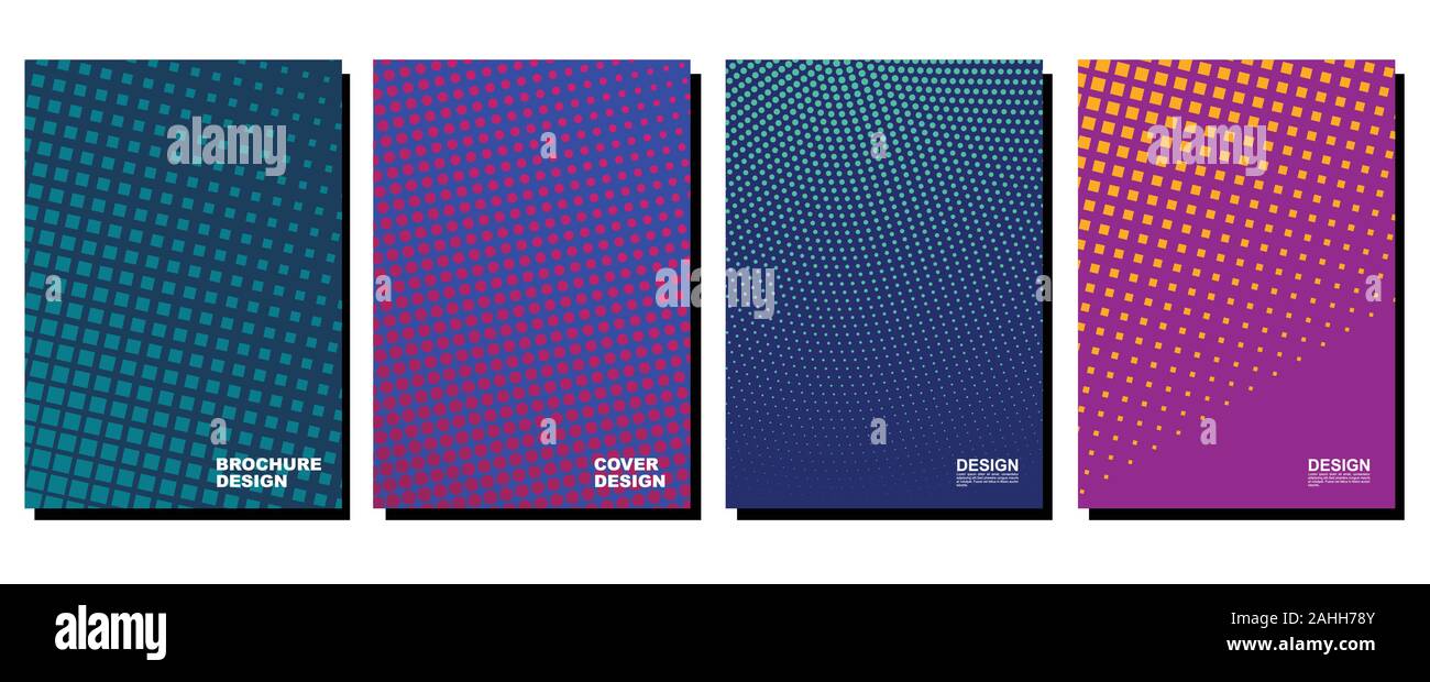 Minimal covers design. Colorful halftone gradients. Future geometric ...