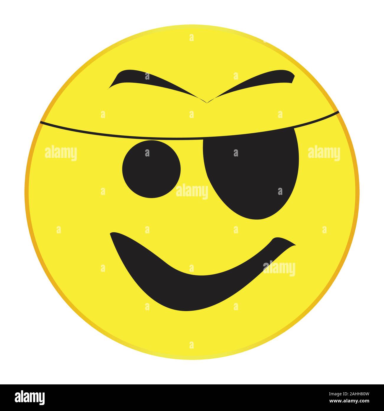 A patch eyed smile face button isolated on a white background Stock ...