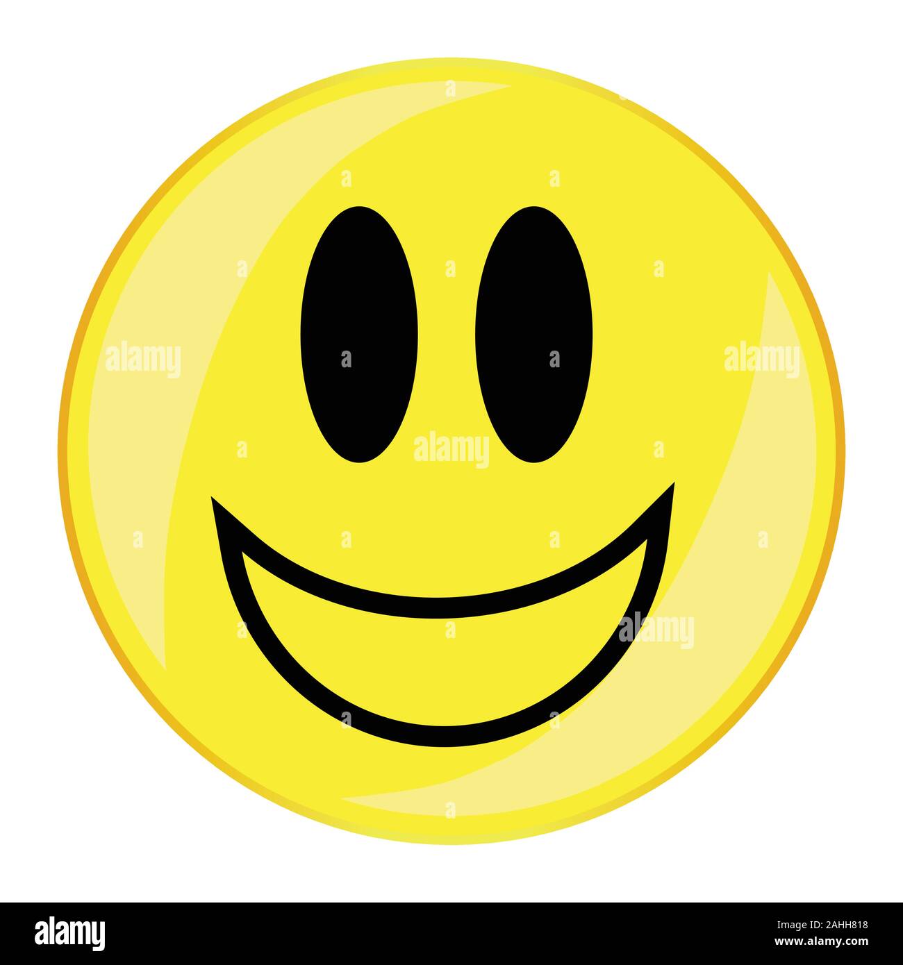 A verry happy smile face button isolated on a white background Stock ...