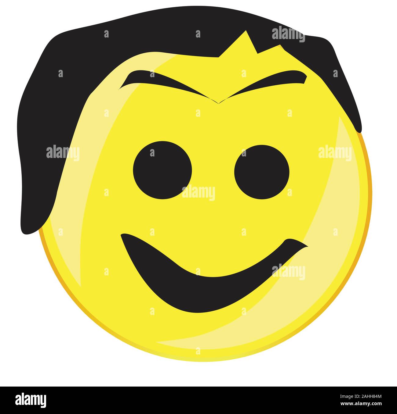 A hairy arge eyed smile face button isolated on a white background ...