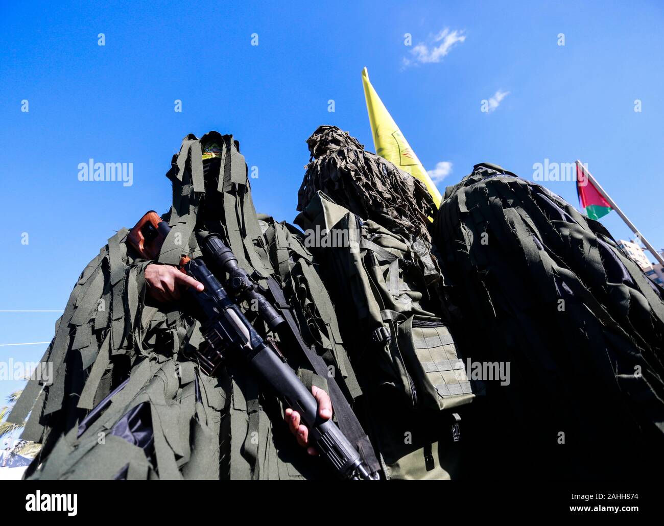 Palestinian gunmen from the Al-Aqsa Martyrs Brigades during the 55th ...