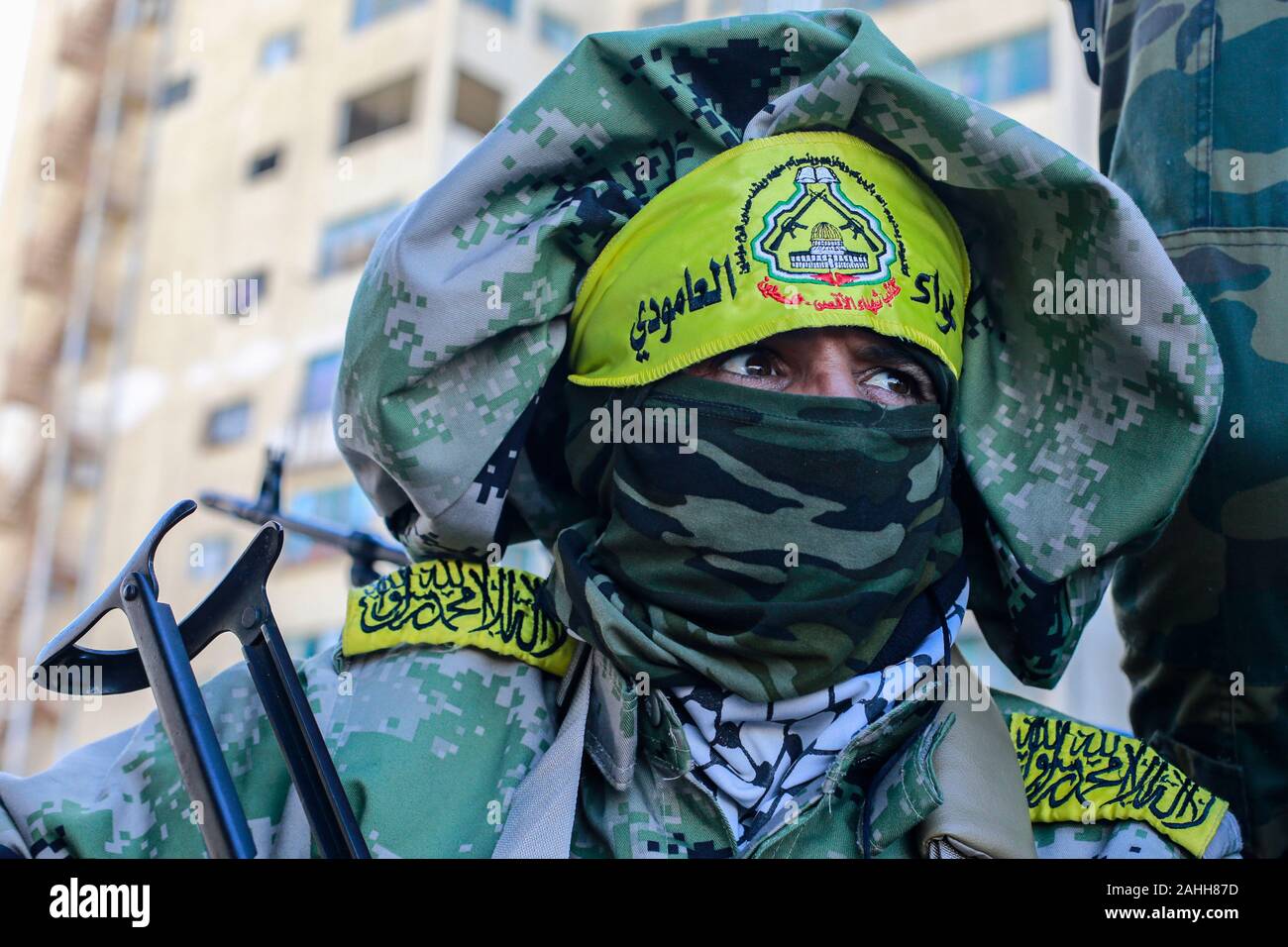Palestinian gunman from the Al-Aqsa Martyrs Brigades during the 55th ...