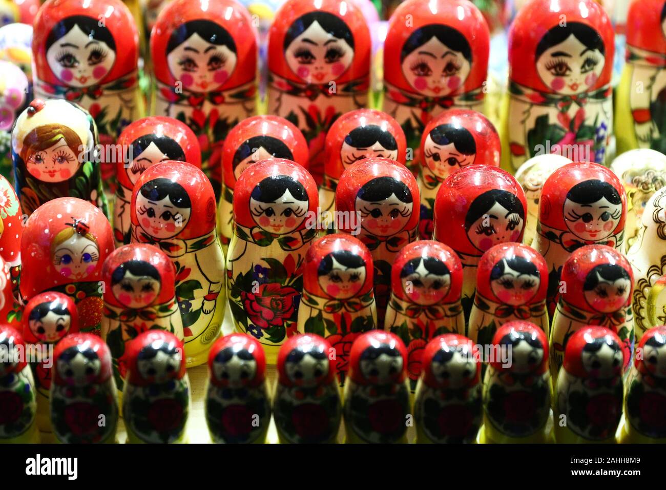 Russian wooden dolls called Matryoshka on display during the Christmas ...