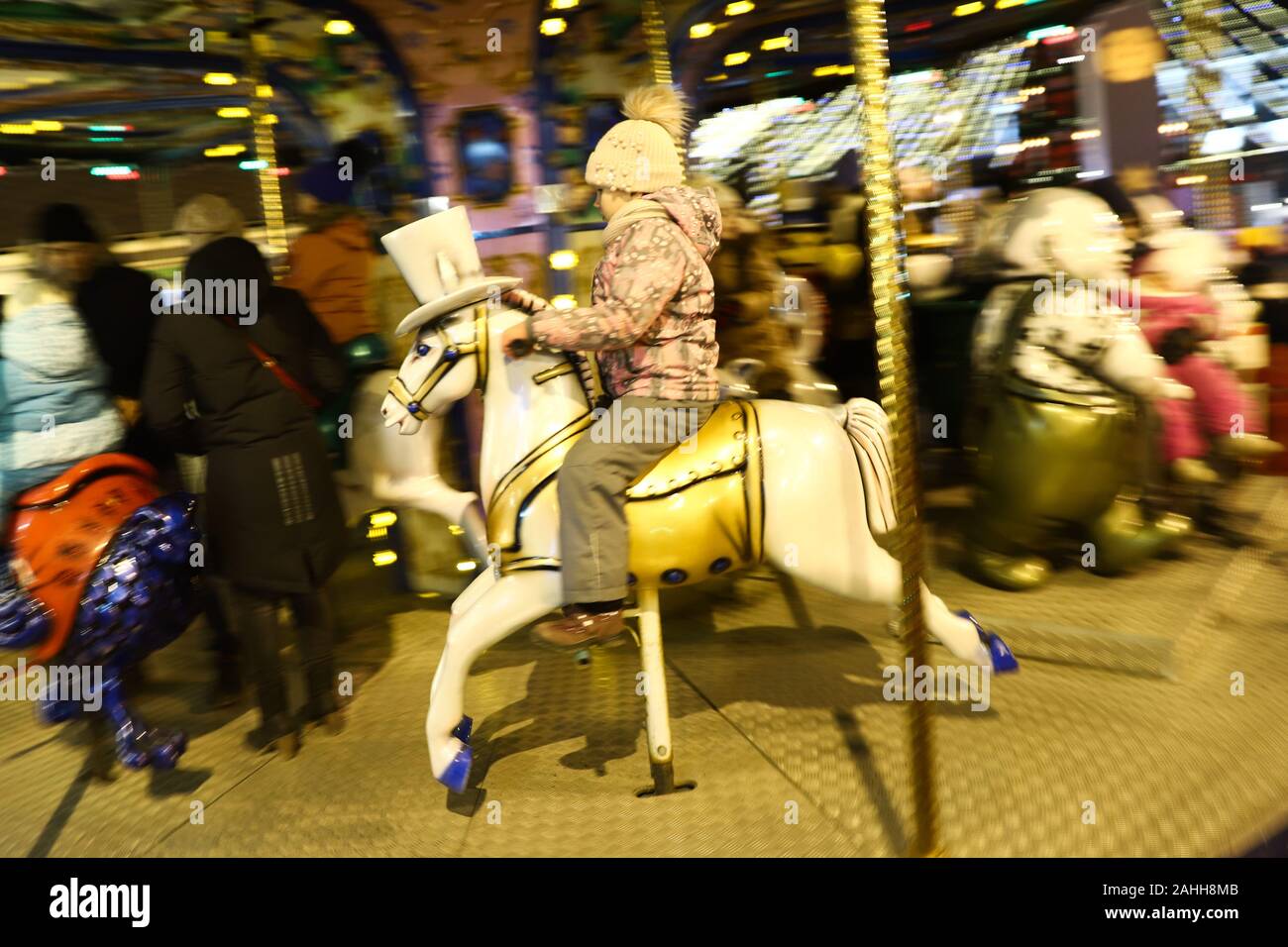 Girl Riding On Merry Go Round High Resolution Stock Photography and ...