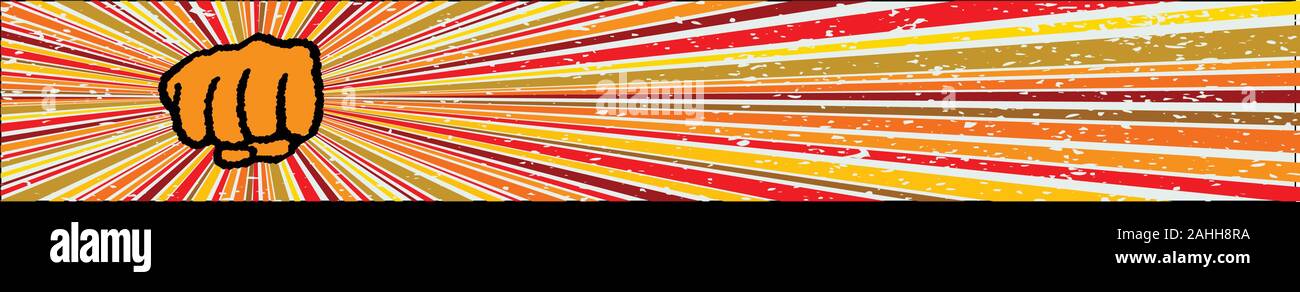 Abstract and retro fist punch grunge backround design element in reds ...