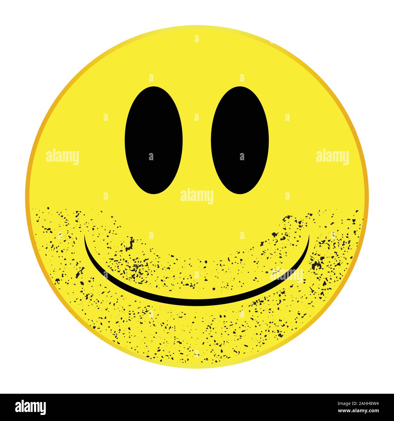 A stubble unshaved smile face button isolated on a white background ...