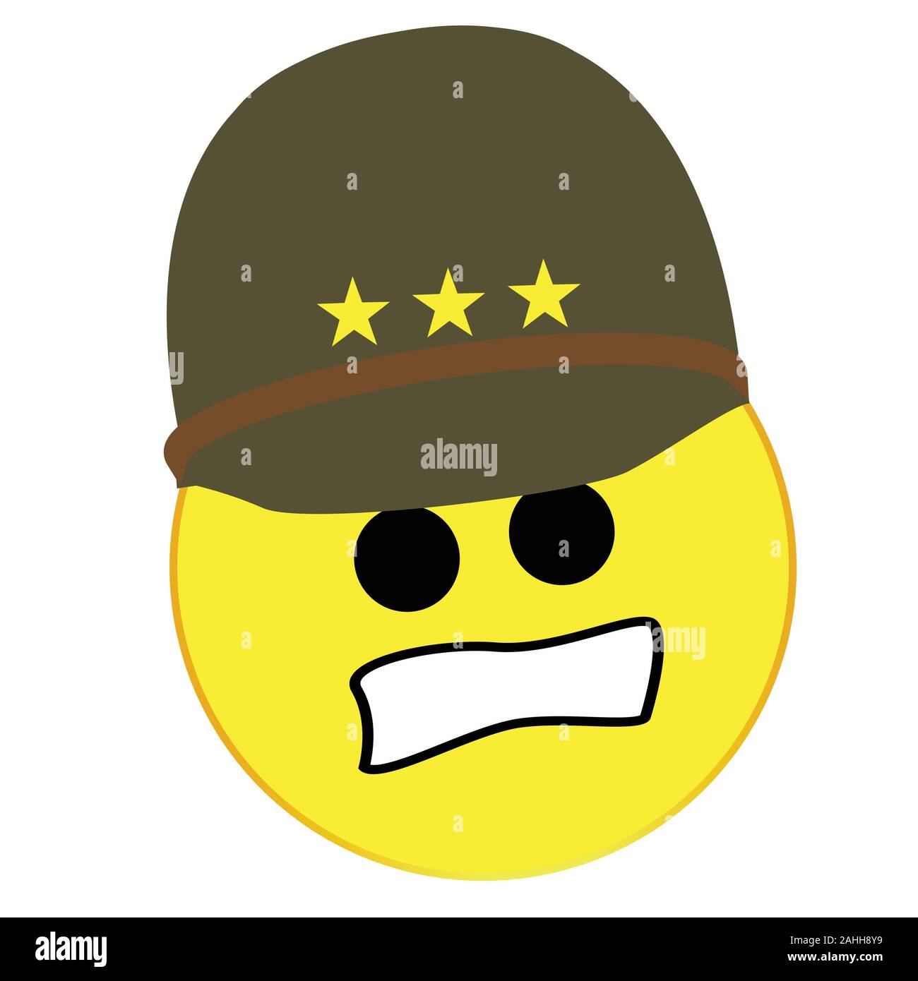 A tough USA army general smile face button isolated on a white ...