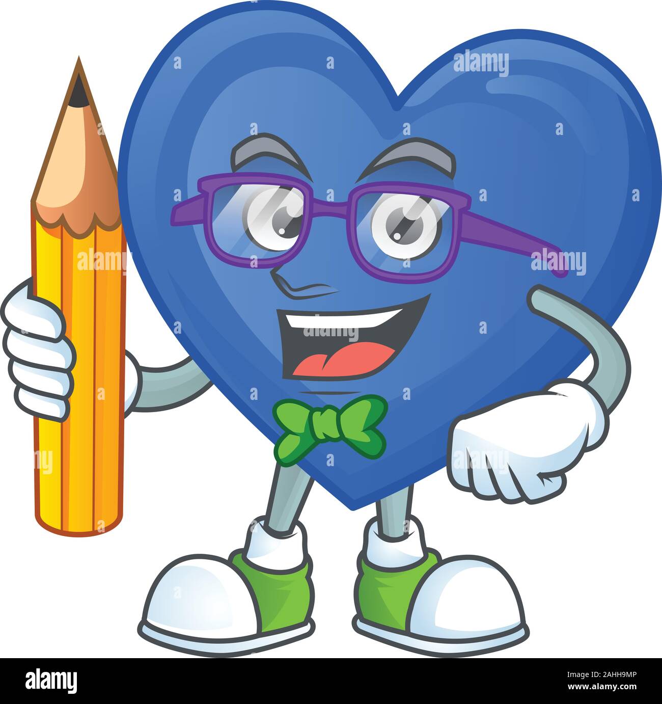 Cool smart Student blue love mascot with a pencil Stock Vector Image ...
